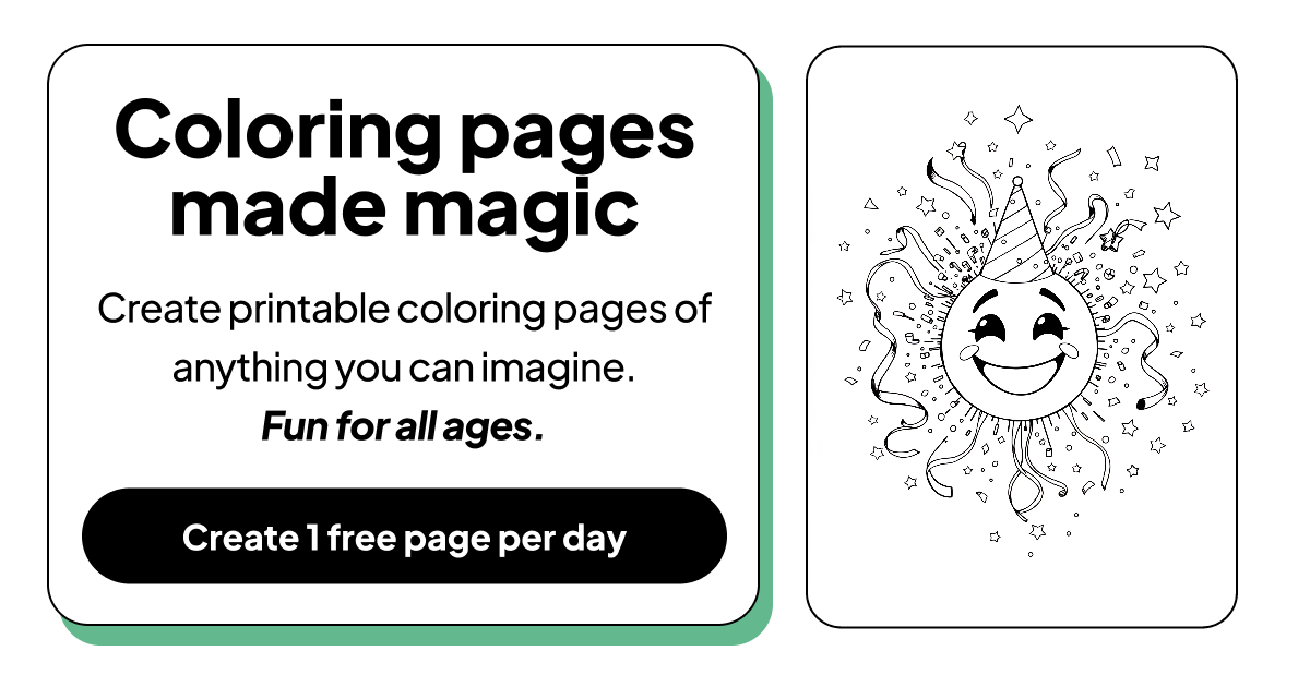 Coloring page of "A party popper emoji bursting with confetti and ...