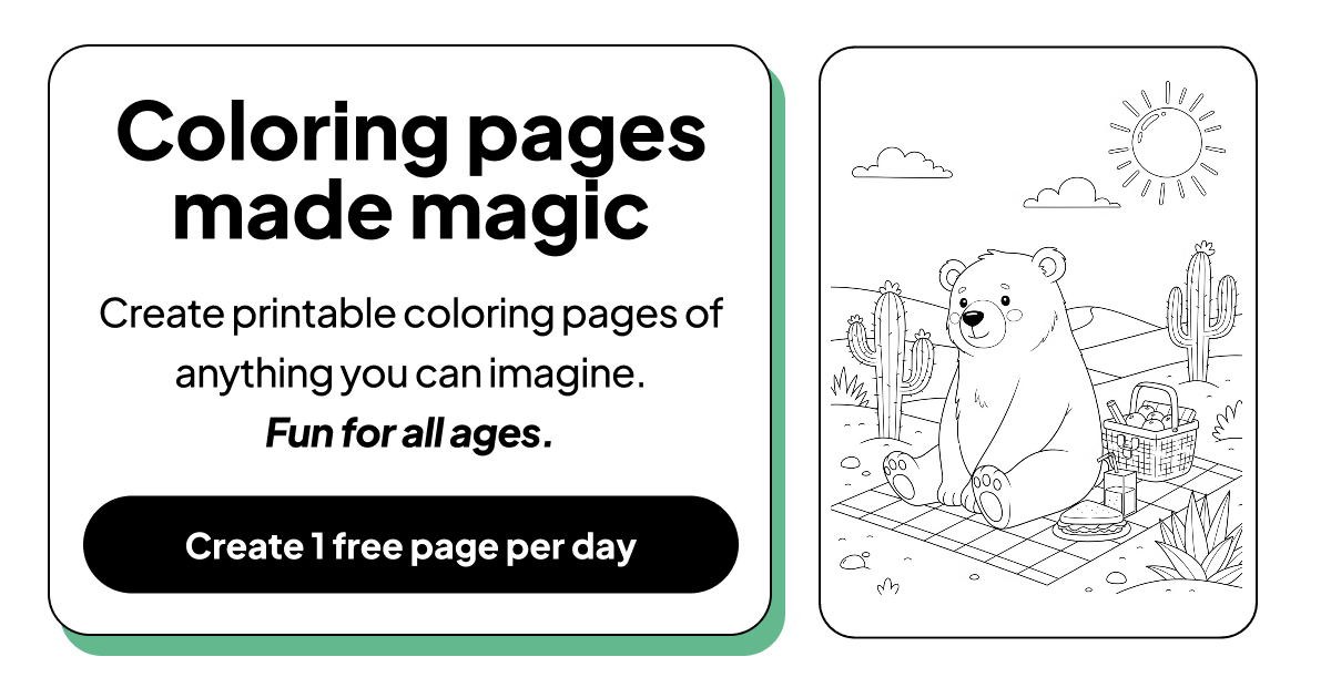 Coloring page of "A polar bear having a picnic in the desert" - Color.lol